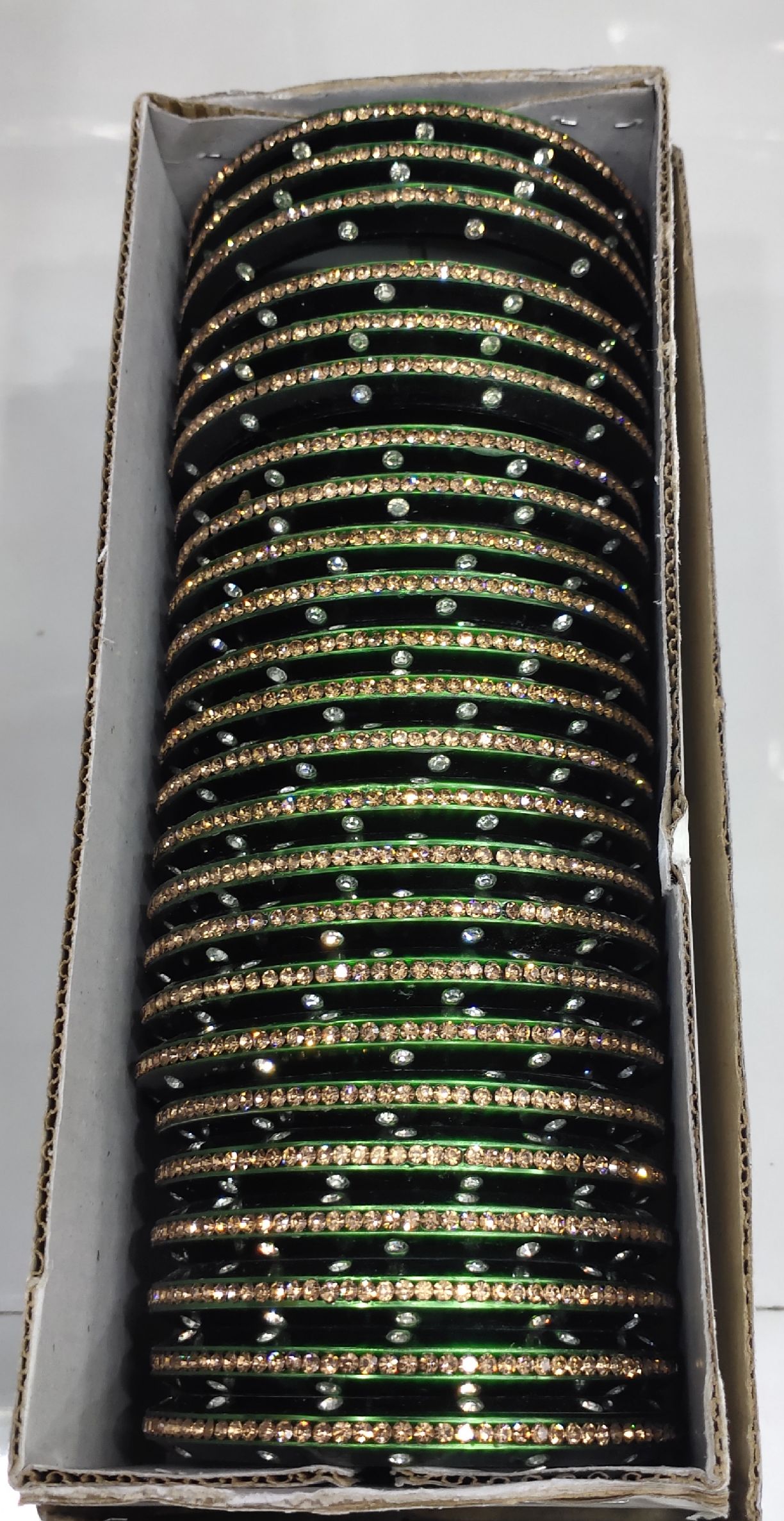 2PCS ACRYLIC SINGLE LINE LCD STONE BANGLES GREEN 5- STAR | STAR BANGLES