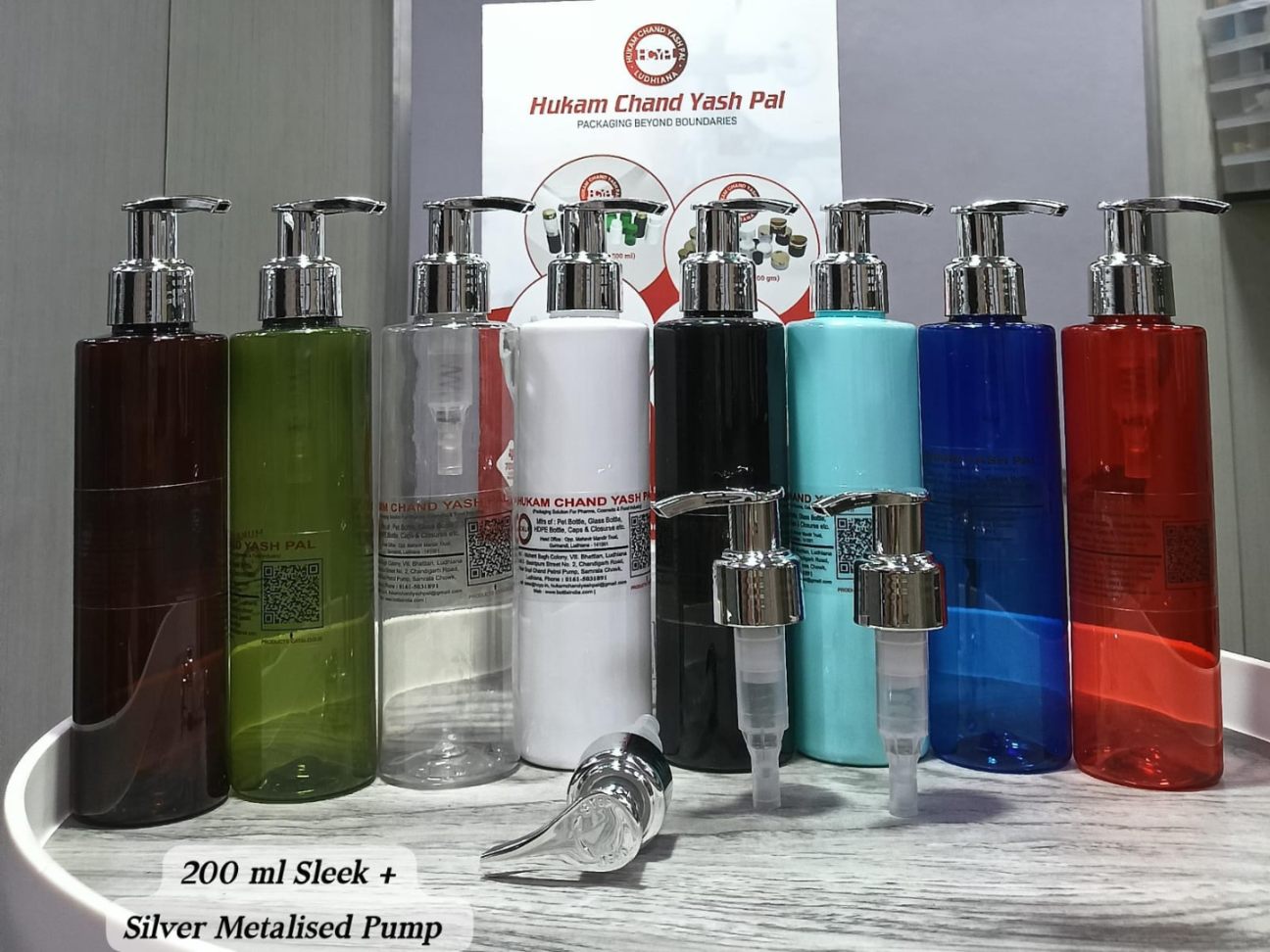 200 ML SLEEK WITH TLP SILVETR METALISED PUMP | HUKAM CHAND YASH PAL
