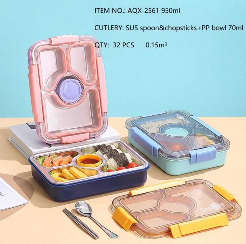 LX-2561 LUNCH BOX (SUS SPOON & CHOPSTICK+PP BOWL 70 ML) 32 PCS CTN | Vasvi
