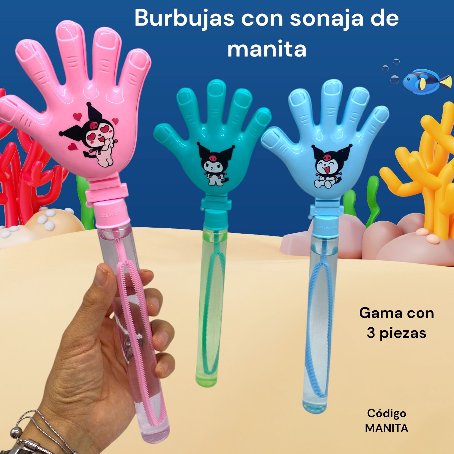 Burbujas con Sonaja de Manita | Nin Accesorios