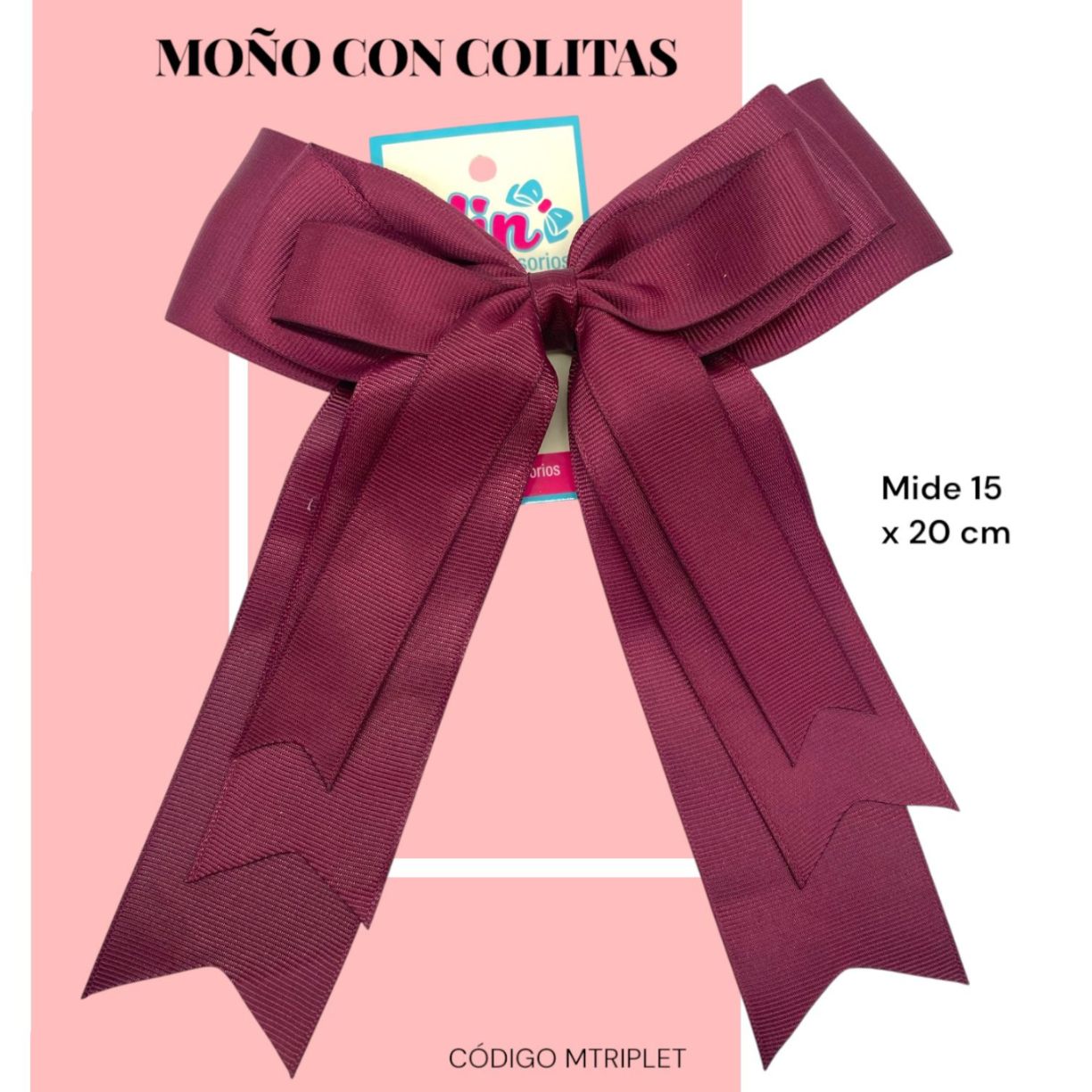 moño con colitas triple tinto | Nin Accesorios