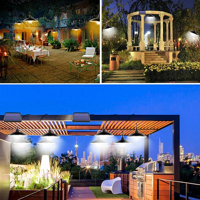 kit 2lámparas solares con panel central ideal para terraza o camping ...