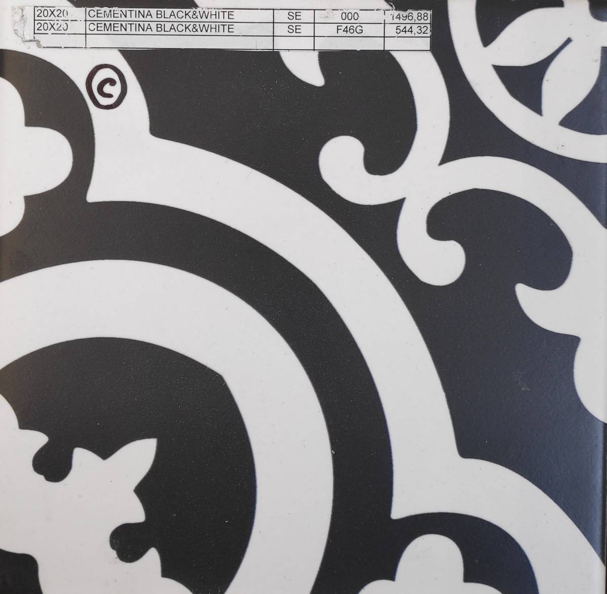 CEMENTINA BLACK AND WHITE 20X20 | FLAMINIA italian ceramic tiles