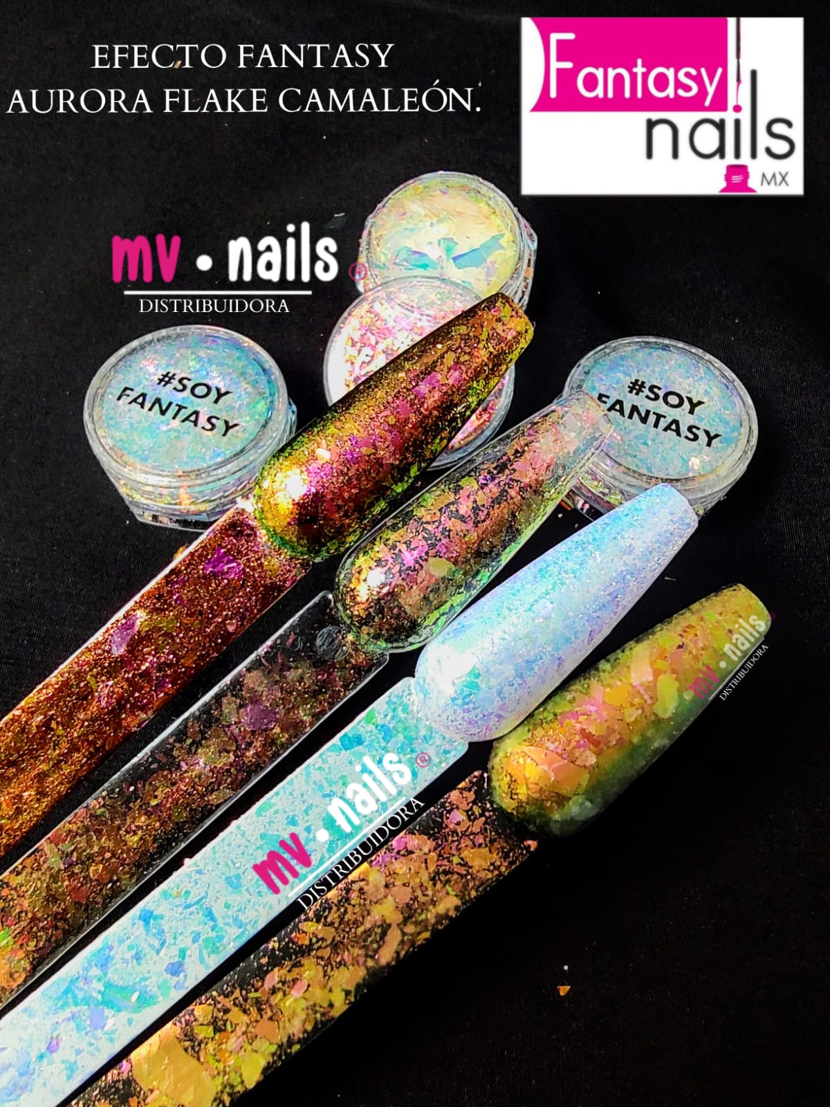 EFECTO FANTASY AURORA FLAKE CAMALEON | MV NAILS DISTRIBUIDORA