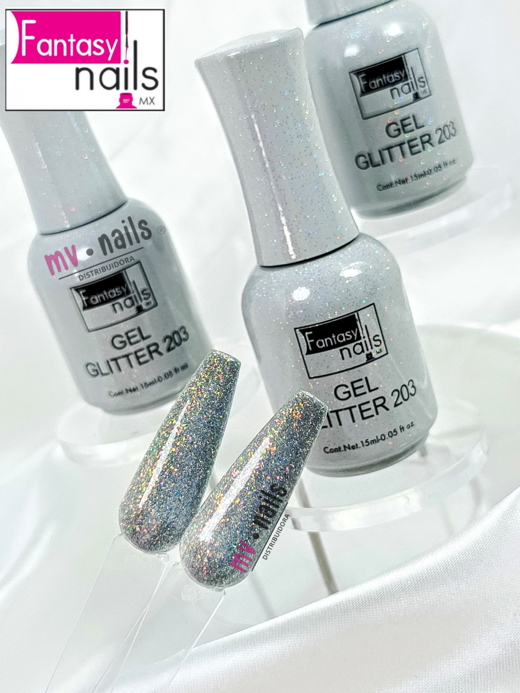 GEL FANTASY "GLITTER" 203 - 15 ML. | MV NAILS DISTRIBUIDORA