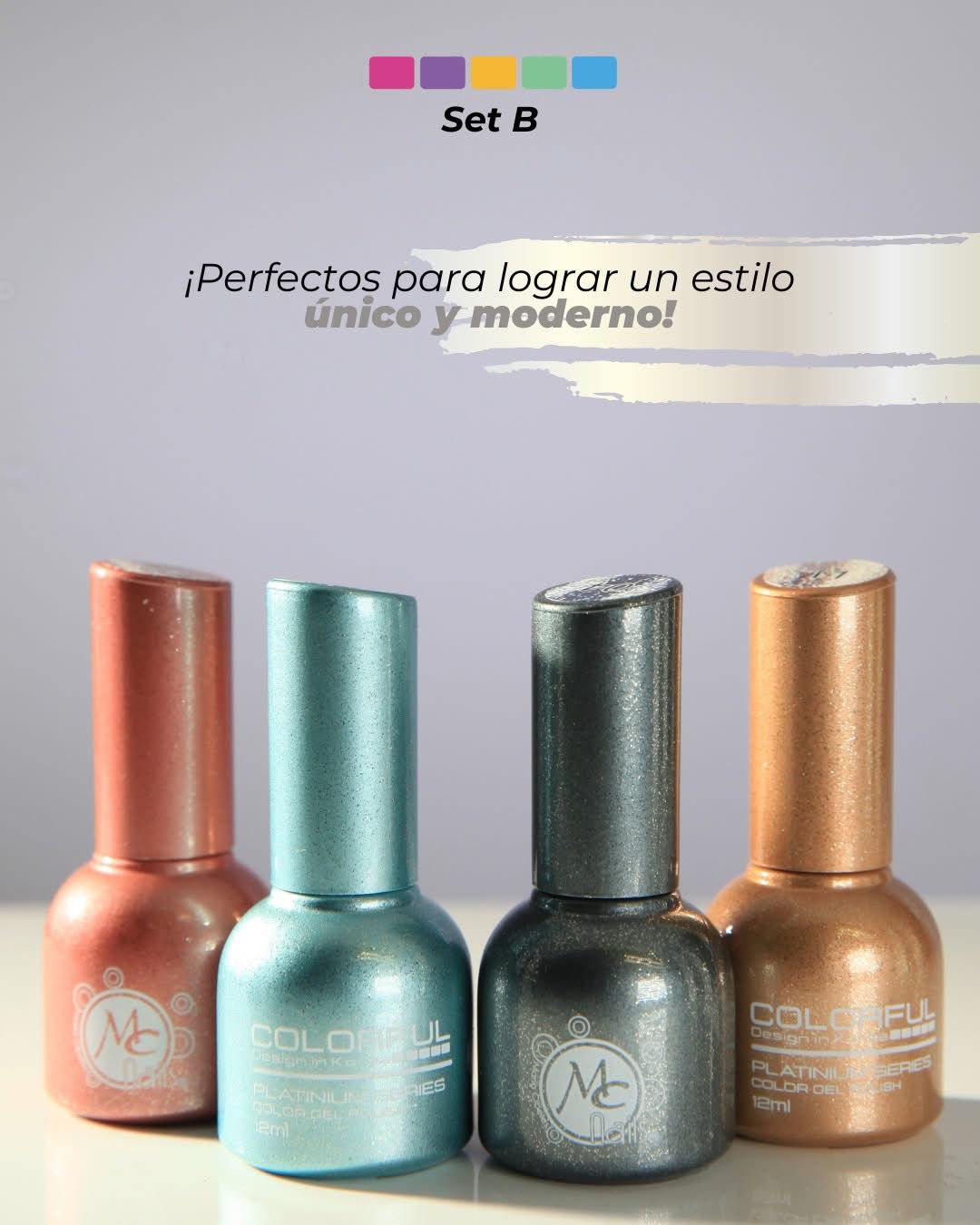COLECCION GEL COLORFUL BY MC C/4 PZS. (PLATINUM) SERIE "B" | MV NAILS ...
