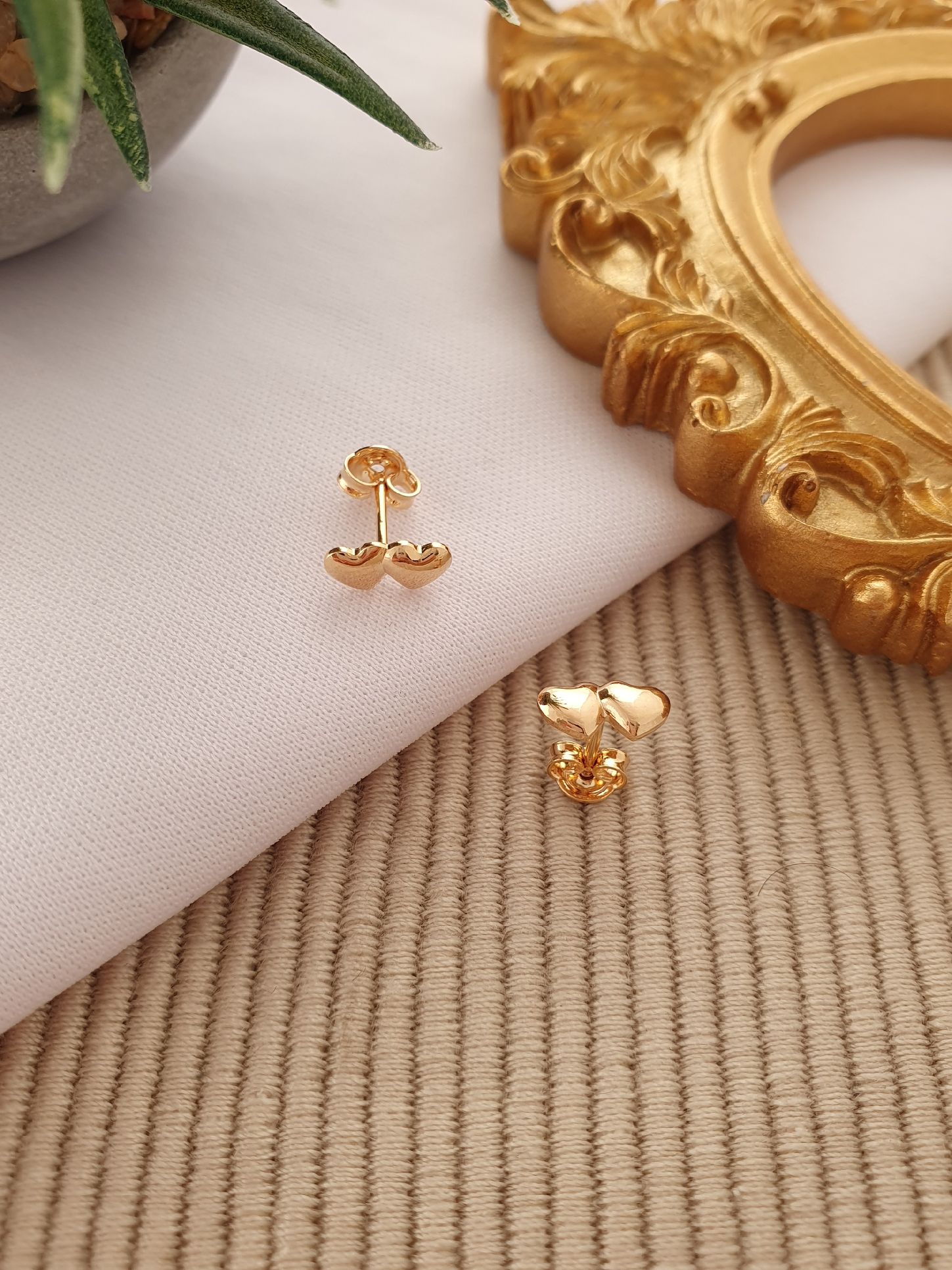 topo dúo corazón | Oro laminado 18k