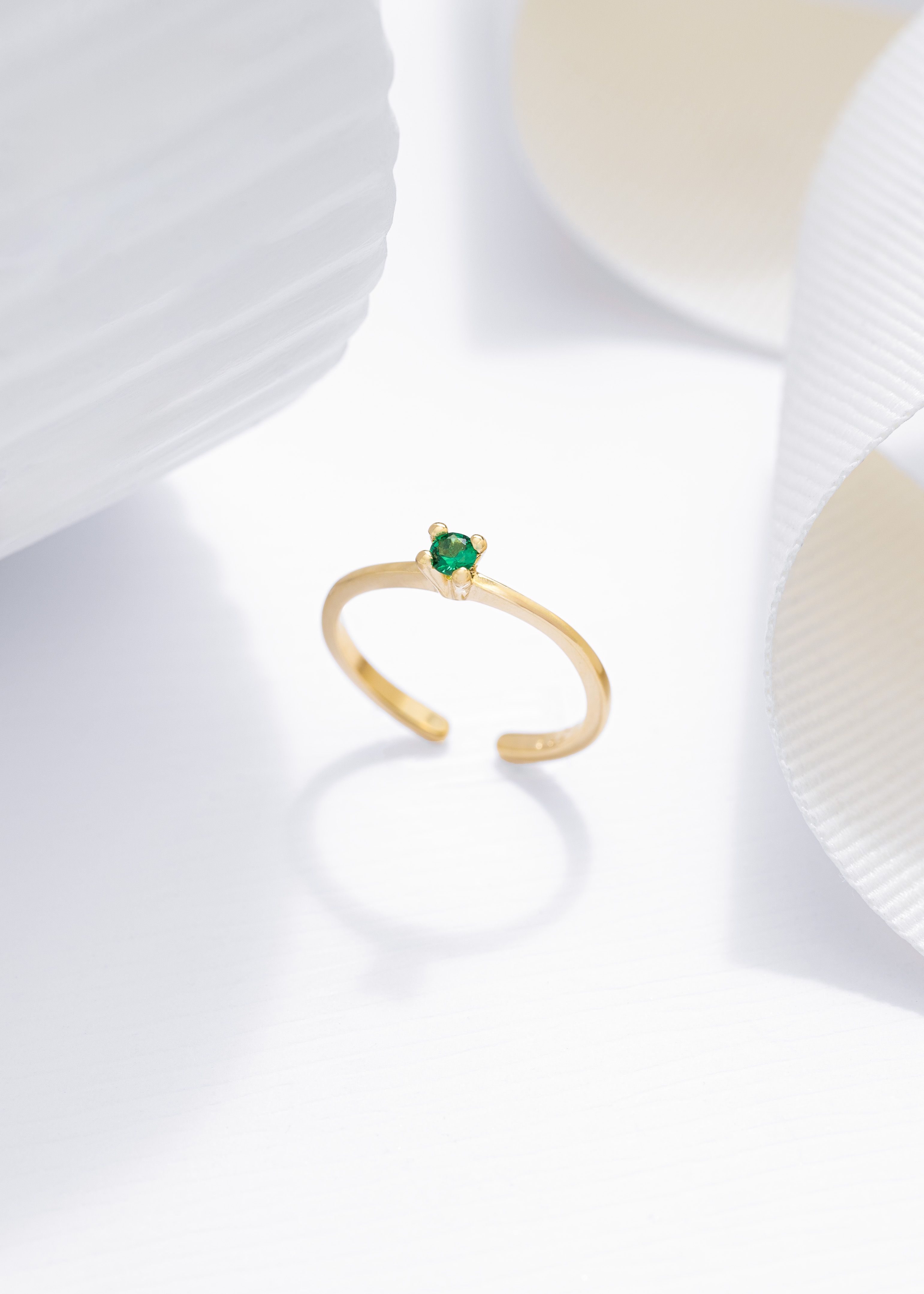 Anillo Promise Liso Verde Ajustable | Oro laminado 18k
