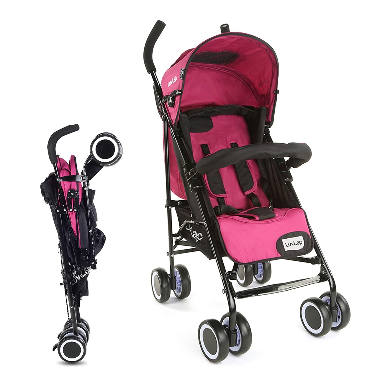 LUVLAP - 18279 - CITY BABY STROLLER - PINK | KANGAROOS
