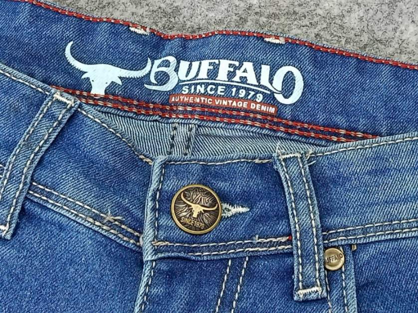 Buffalo Jeans Logo Straight Six Men's Fleece Jeans In Dark Sanded Blue