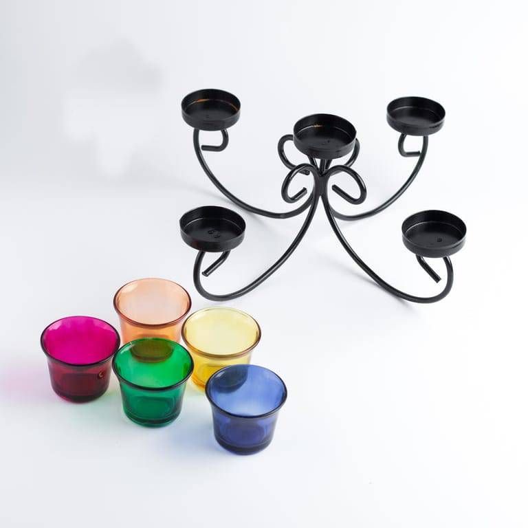 Five Glass Metal Tea Light Candle Stand 👌 | TwiiMart.in