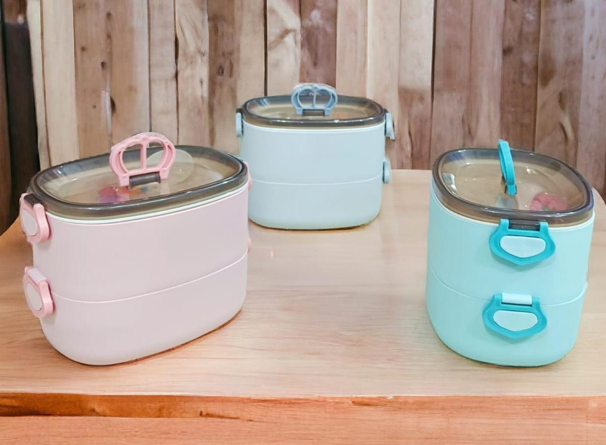 Double Layer Food Grade Plastic Lunch Box 👆🏻 | TwiiMart.in