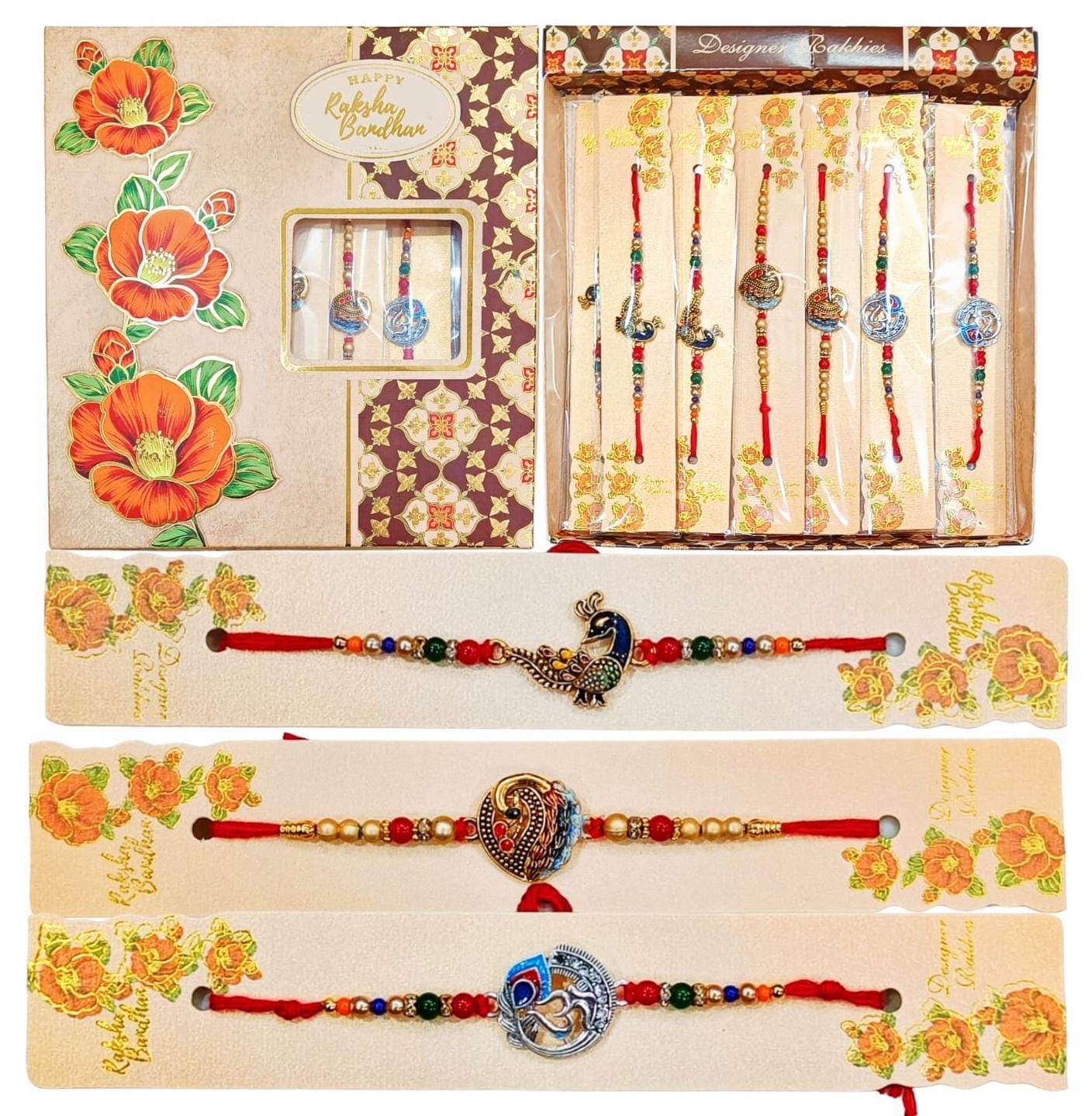 Beautiful Metal Rakhi (Mix Designs) (12 Piece Box) | TwiiMart.in
