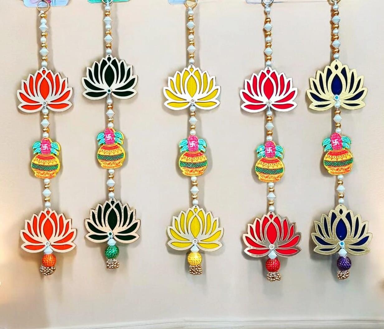 Wooden Kalash & Lotus Hanging (1 Line) (Size: 18 Inch) (H0103 ...