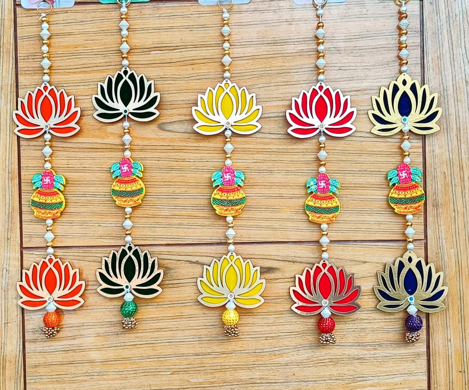 Wooden Kalash & Lotus Hanging (1 Line) (Size: 18 Inch) (H0103 ...