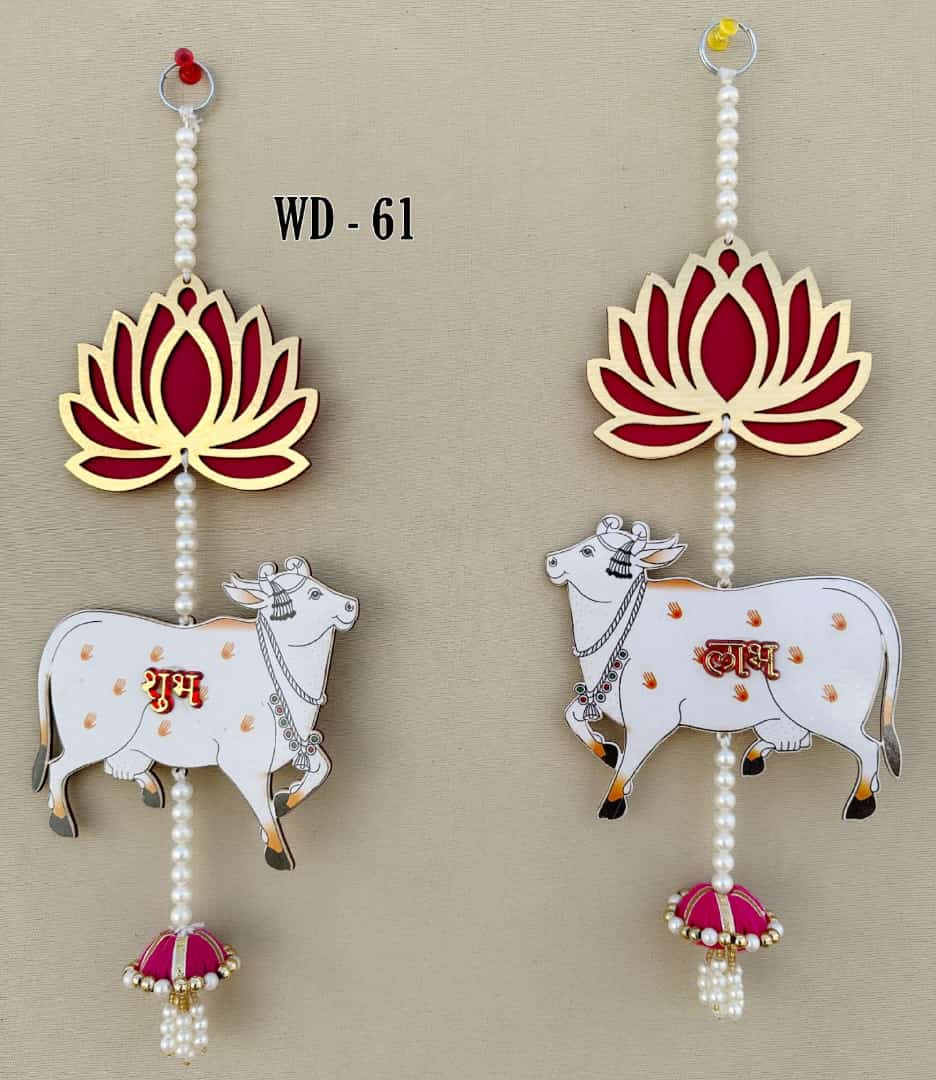 Pair Of Lotus Cow Subh Labh Hanging | TwiiMart.in