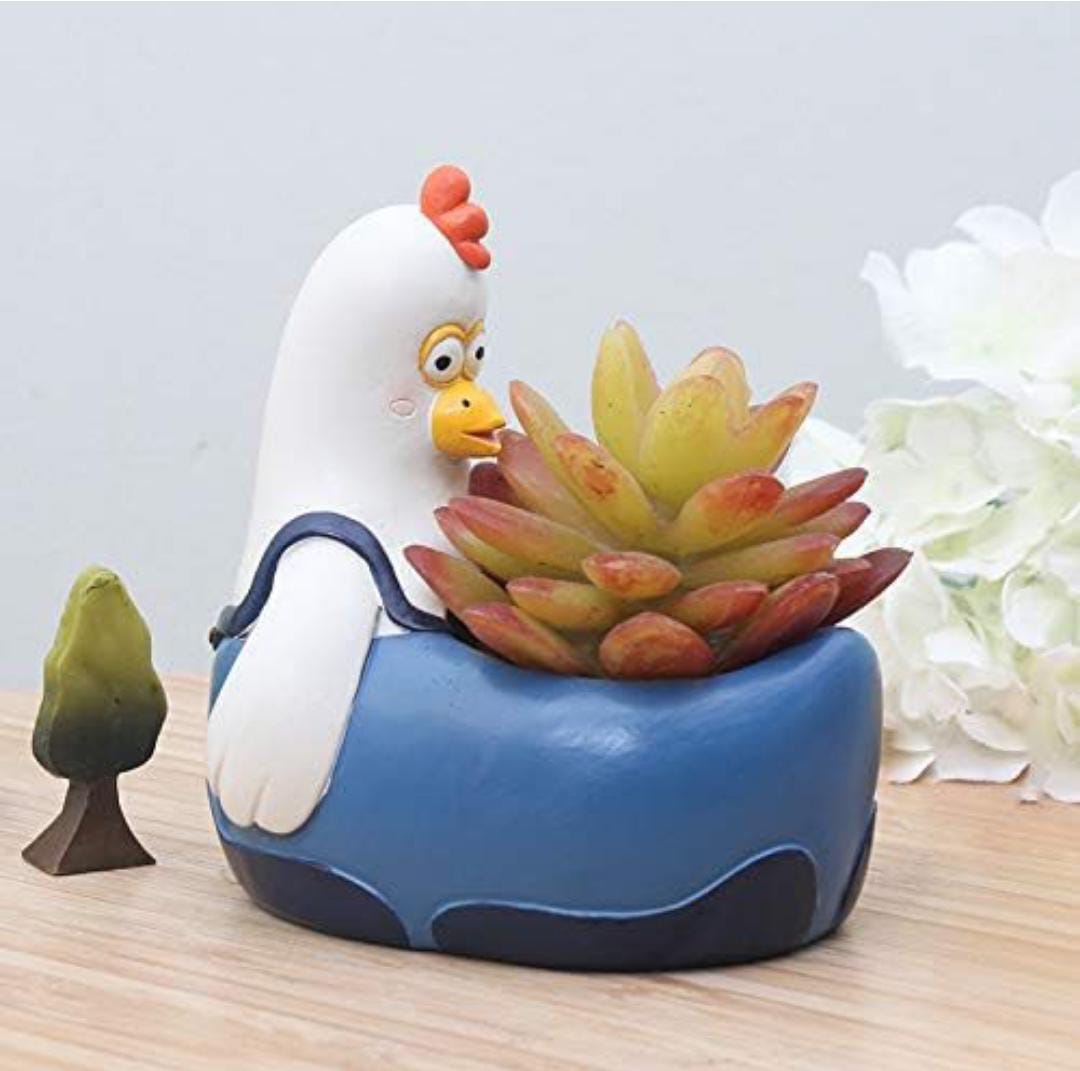 Handcrafted Hen Shaped Resin Flower Planter/Flower Pot For Table Top ...