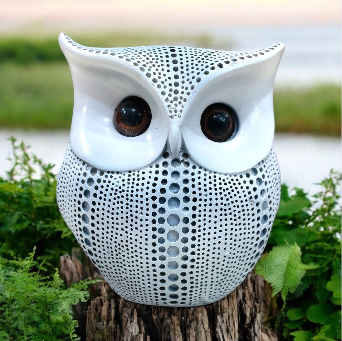 Silver Handcrafted Resin Classy Owl 🦉 Ullu For Table Top, Living Room ...
