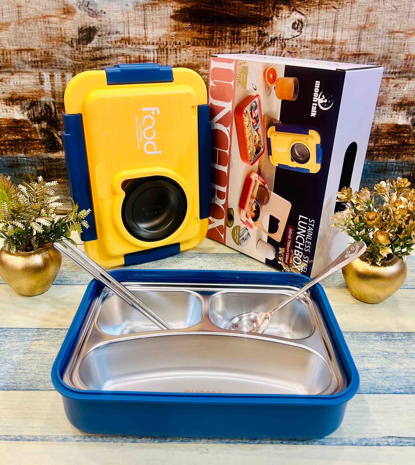 Stainless Steel Food Camera Design Lunch Box With 3 Compartments, Bowl ...