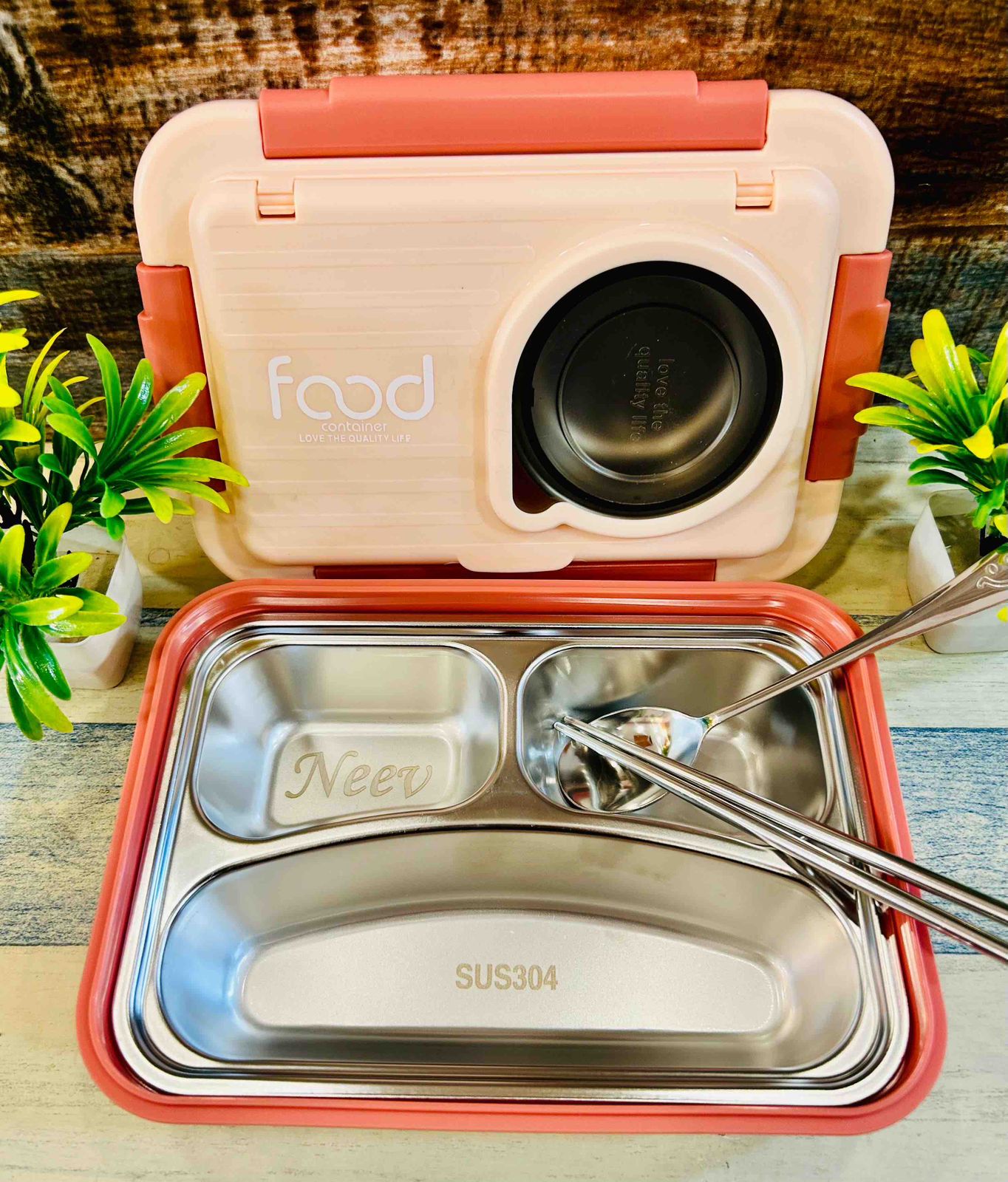 Stainless Steel Food Camera Design Lunch Box With 3 Compartments, Bowl ...