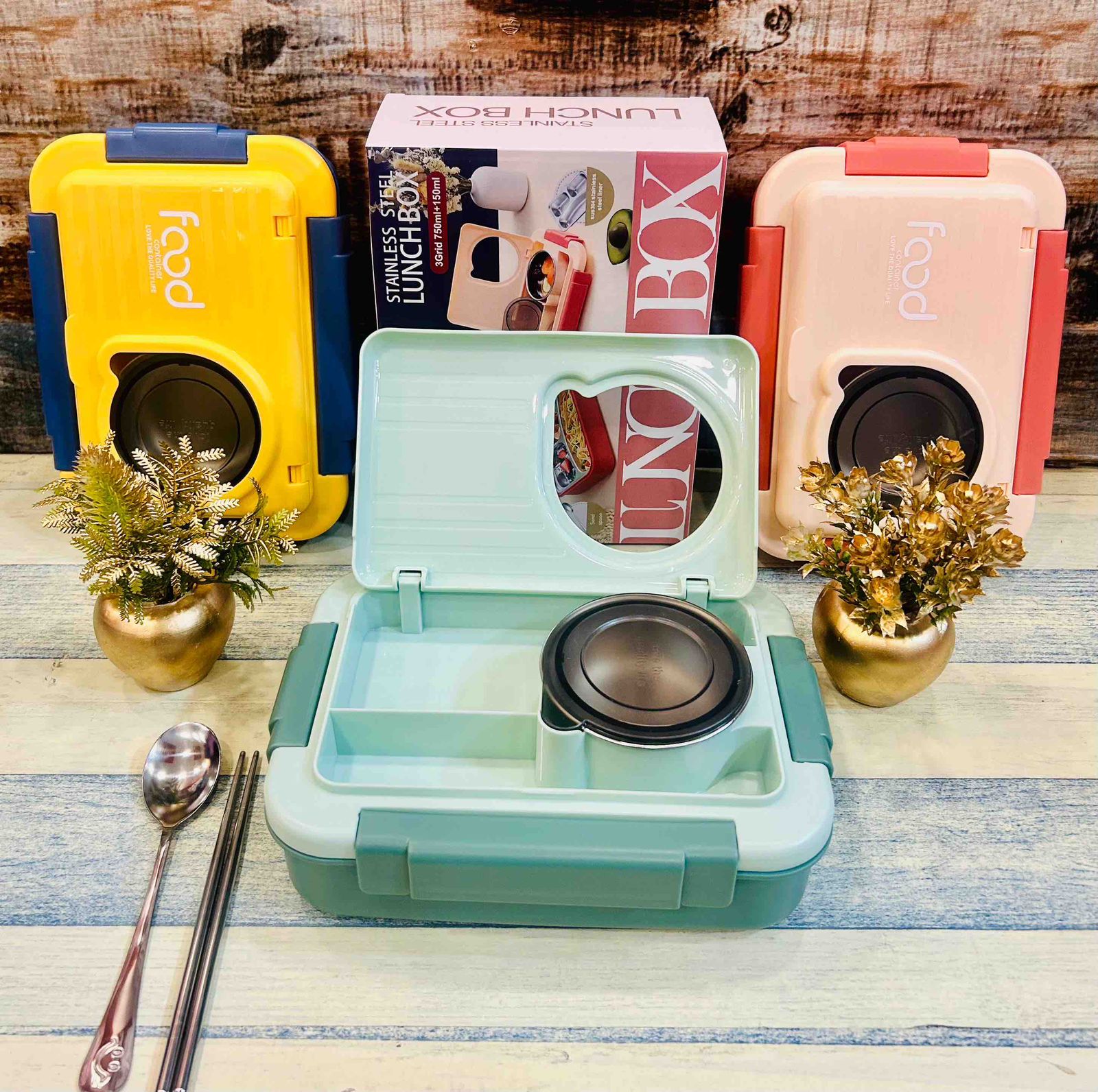 Stainless Steel Food Camera Design Lunch Box With 3 Compartments, Bowl ...