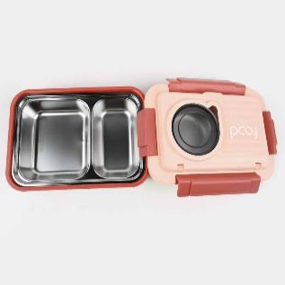 2 Compartment Stainless Steel Camera Lunch Box | TwiiMart.in