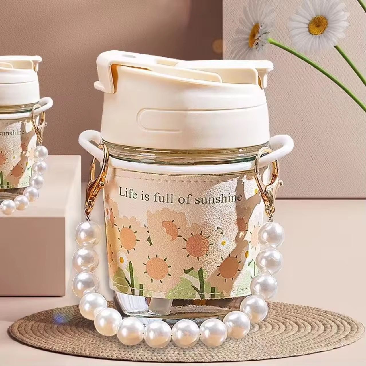 Cute Glass Bottle With Pearl Chain | TwiiMart.in