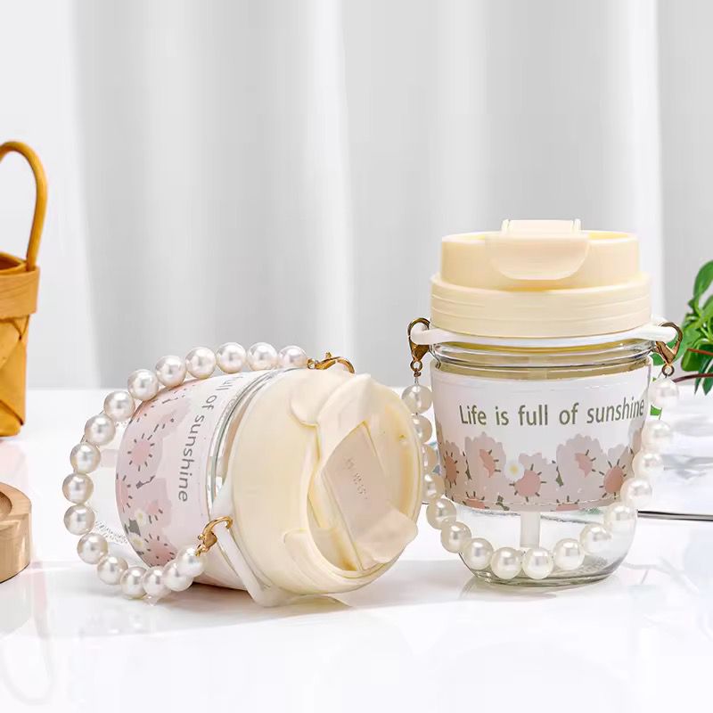 Cute Glass Bottle With Pearl Chain | TwiiMart.in