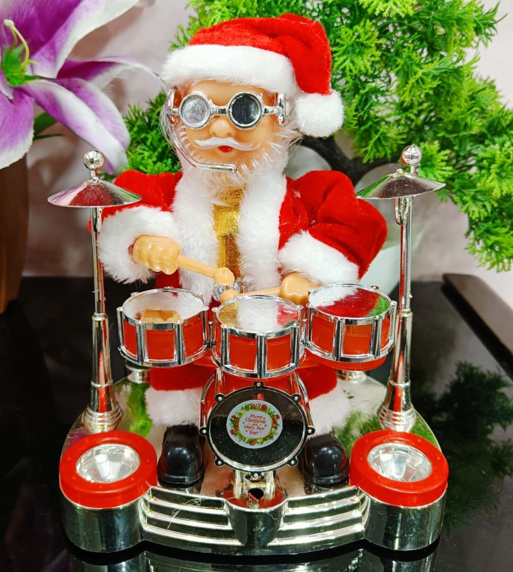 Musical Dancing Santa Claus Drum Santa Decoration 🥁(Size: 17x21cm ...