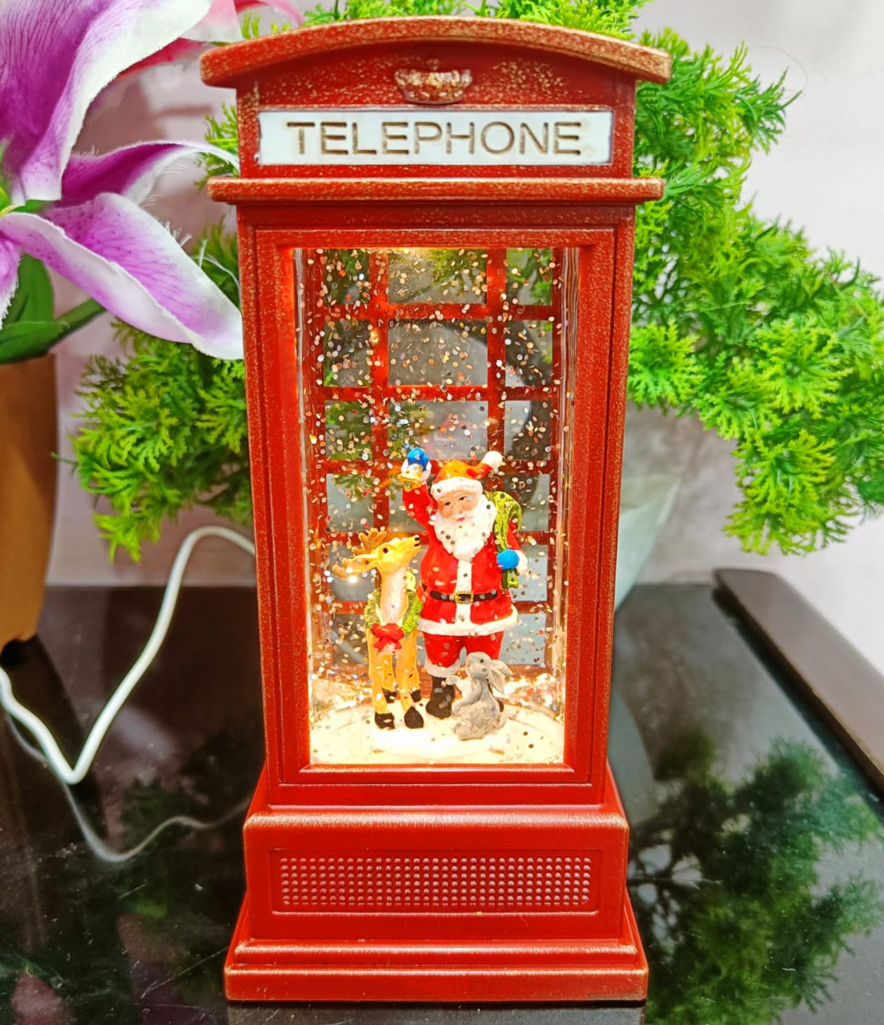 Christmas Lighted Glittering Water Lantern for Centerpiece Decor ...
