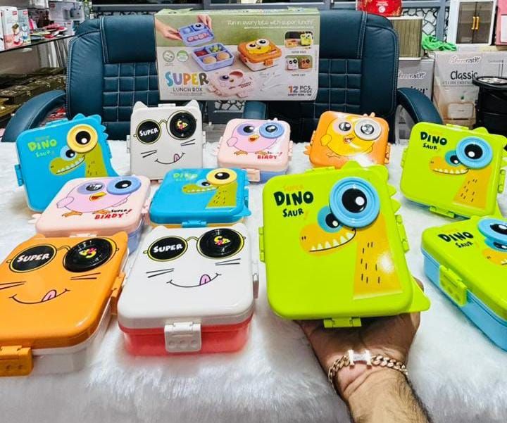 Mix Cartoon Designs Plastic Super Lunch Box 👌 (1 Piece) | TwiiMart.in