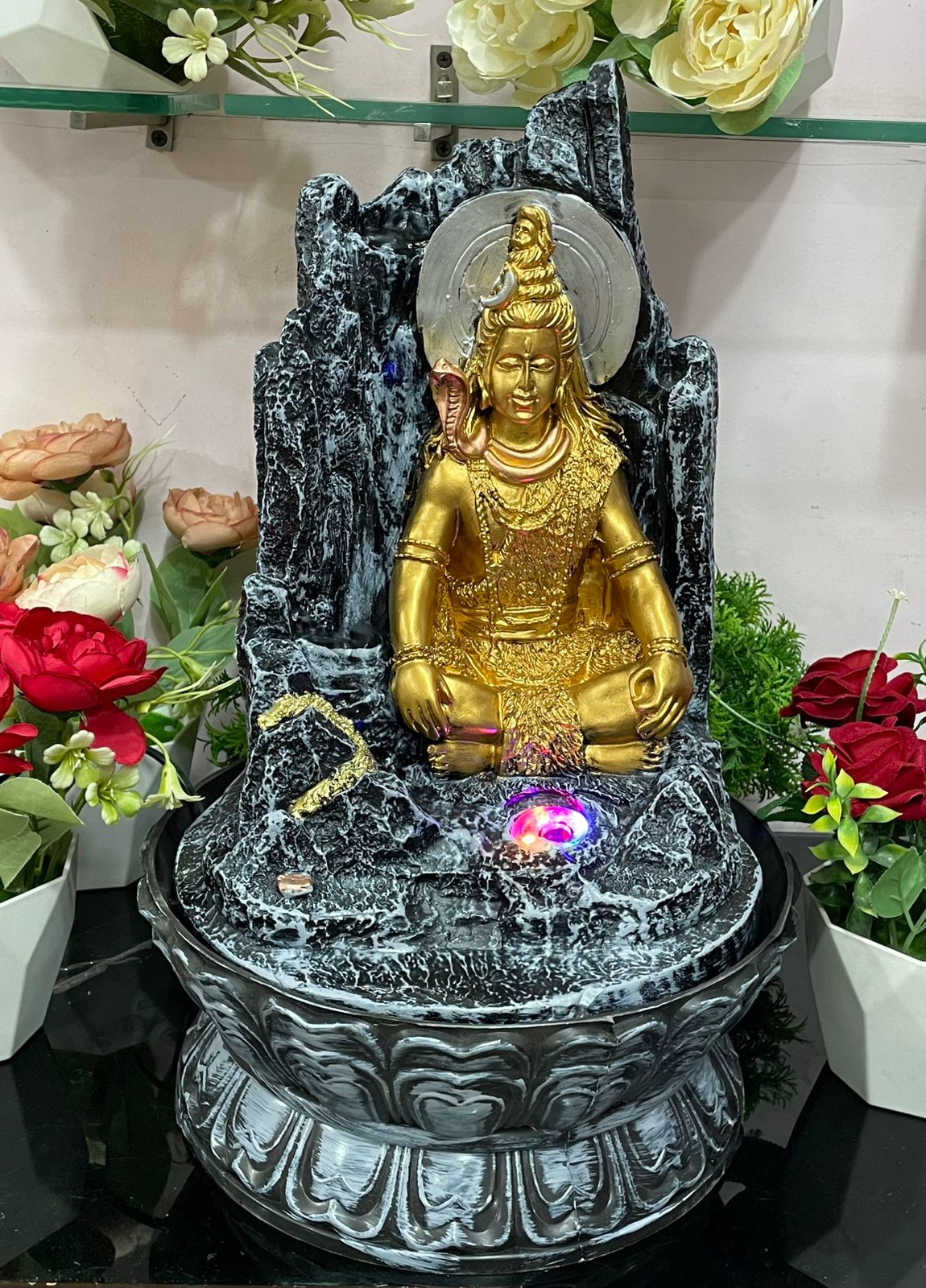 Big Size Shiv Ji With Ganesh ji Water Fountain For Home Decor With Box ...