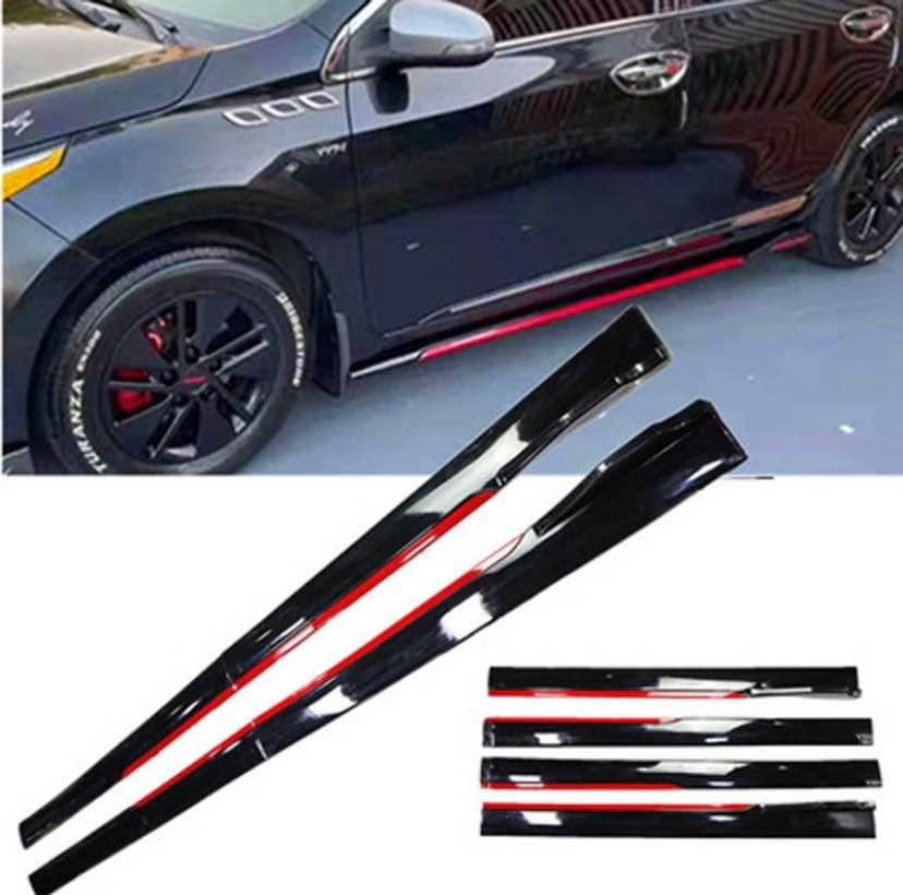 Universal Gloss Black & Red Side Skirt Splitters | RSN Performance