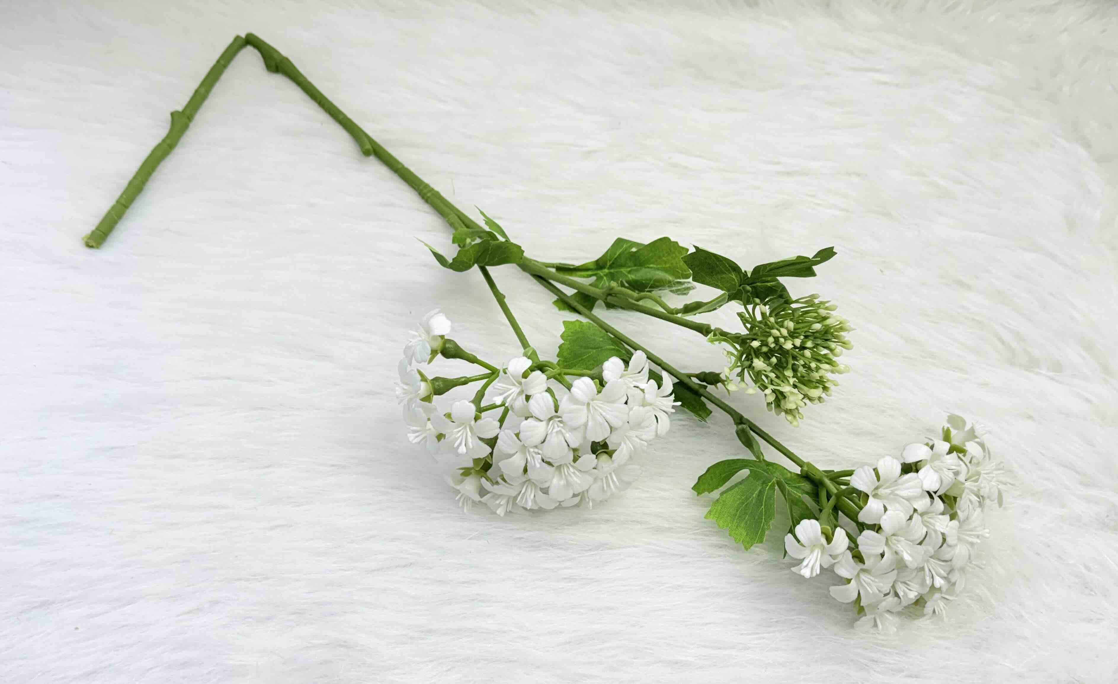 White Plastic Hydrangea Flowers Stick(Without Pot) | Garg Novelties