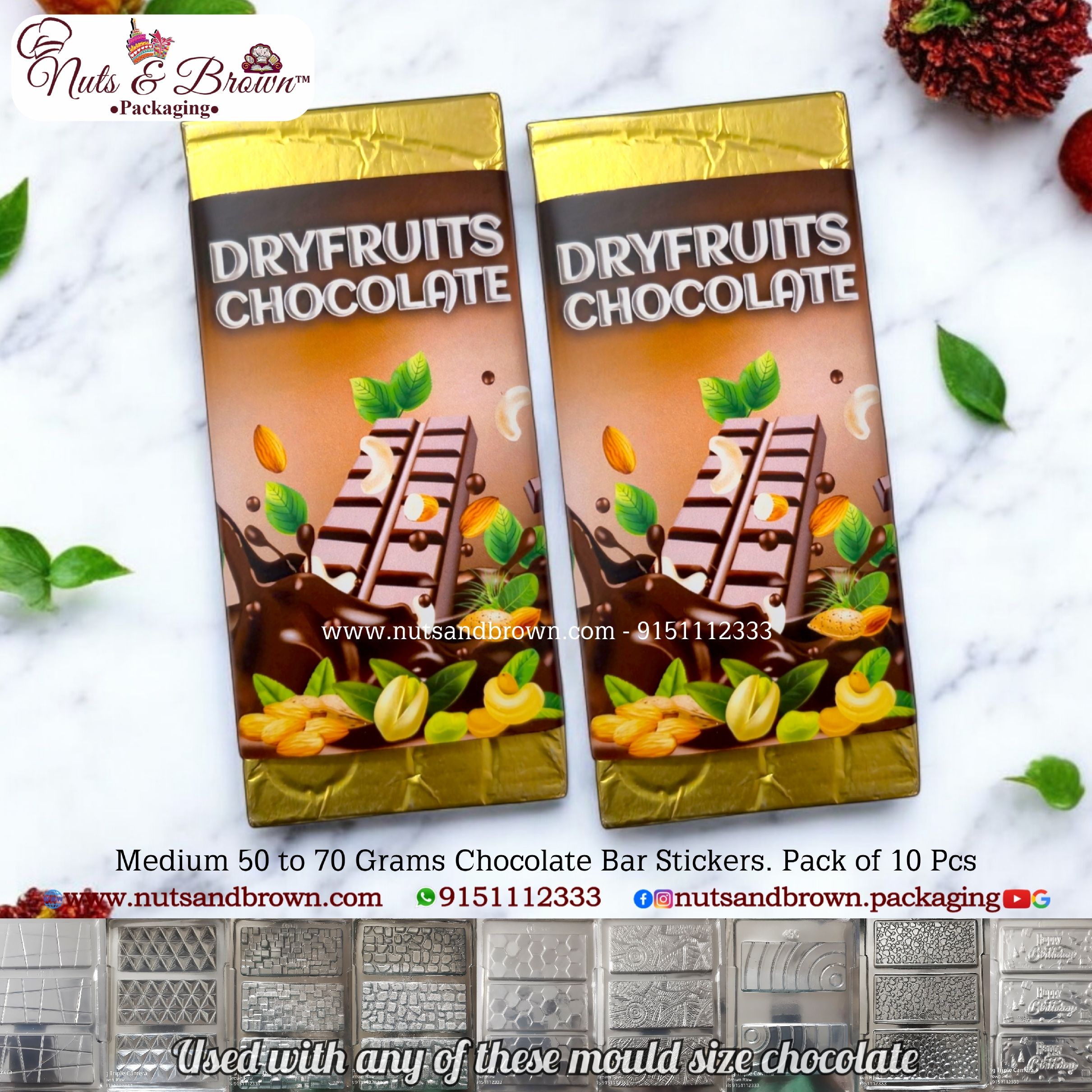 Flavour Chocolate Bar Stickers | Nuts And Brown (Packaging)