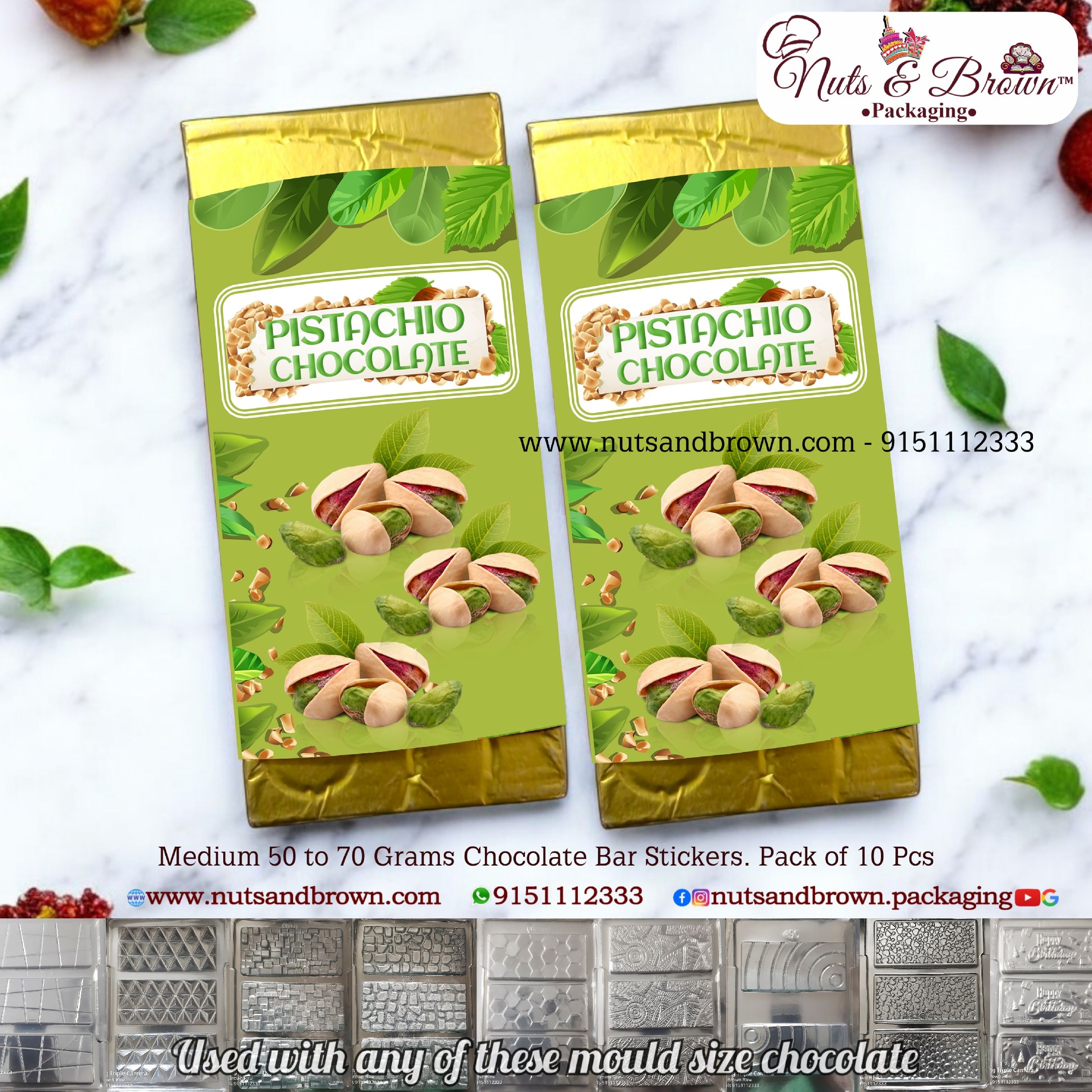 Flavour Chocolate Bar Stickers | Nuts And Brown (Packaging)