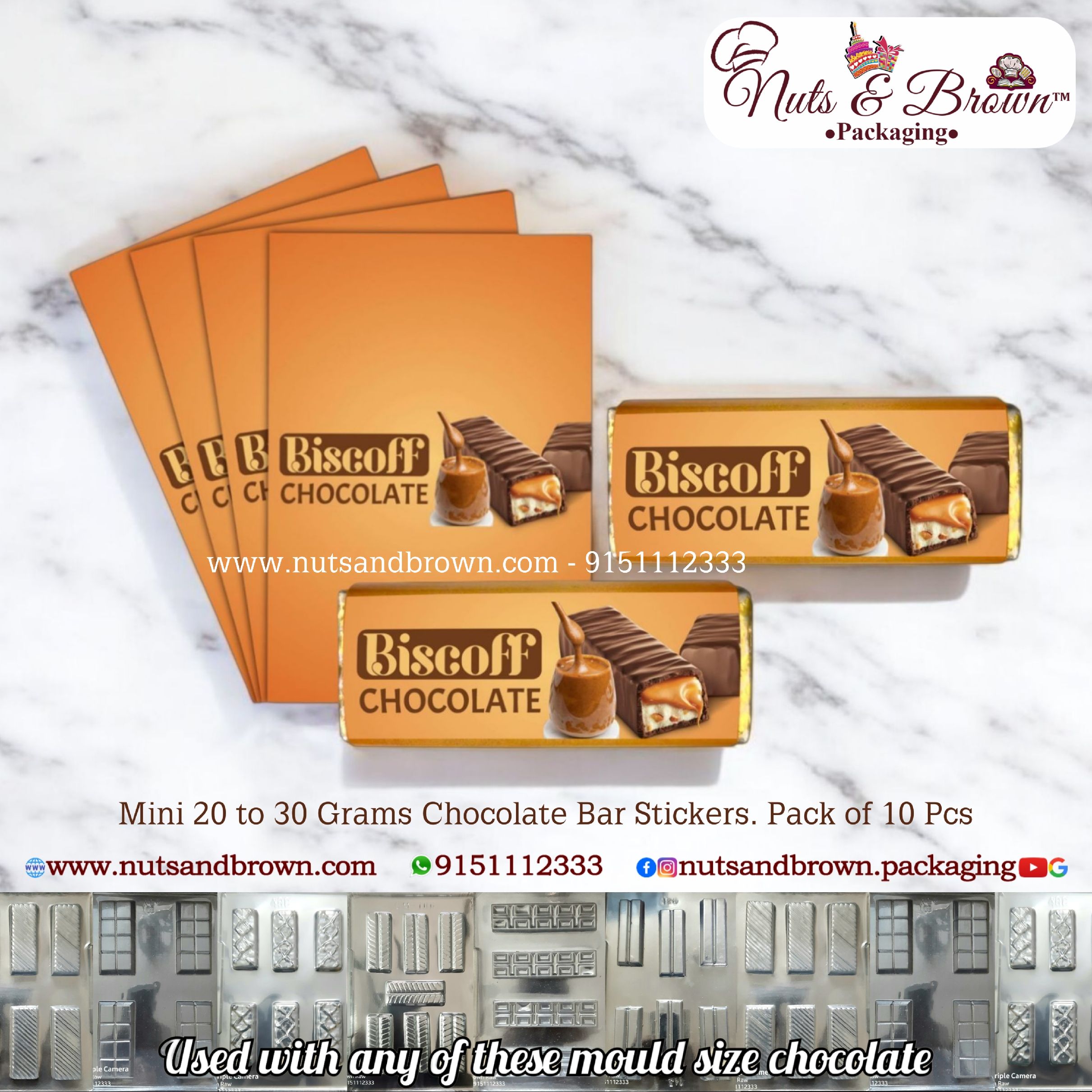 Flavour Chocolate Bar Stickers | Nuts And Brown (Packaging)