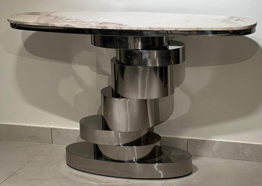 MICL-314 - Silver - Marble Top - Size : 52" X 16" X 32" | Maverick Interio