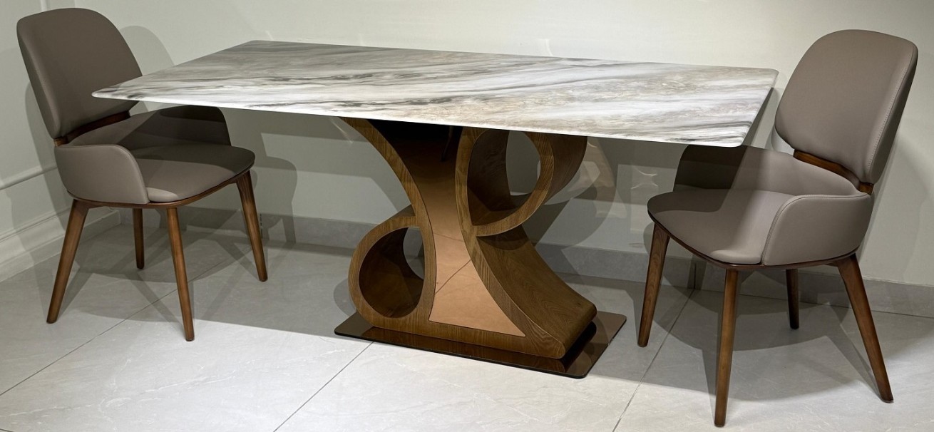 MIDT-677 - 6 Seater Dining Table with 6 Chairs - Marble Top Size - 72 ...