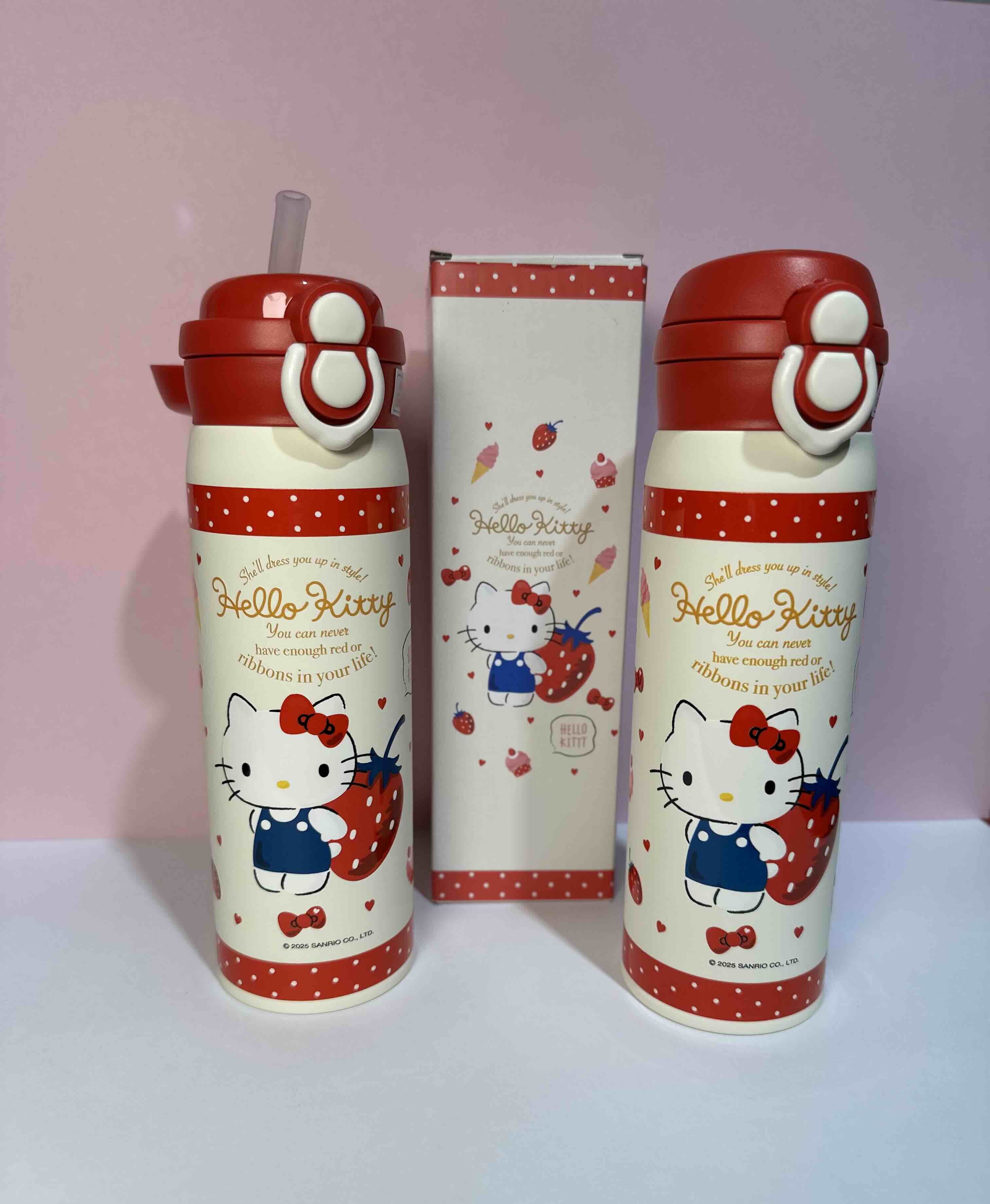 TERMO HELLO KITTY 480 ML CON DOBLE ORIFICIO EN ACERO INOXIDABLE PARA TEMPERATURA FRIA Y CALIENTE ...