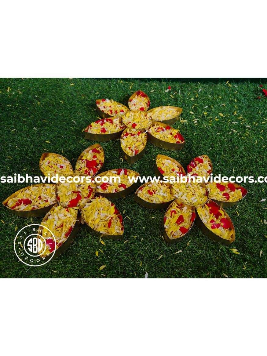Exclusive Golden Flower Urli Set of 3 | Sai Bhavi Decors