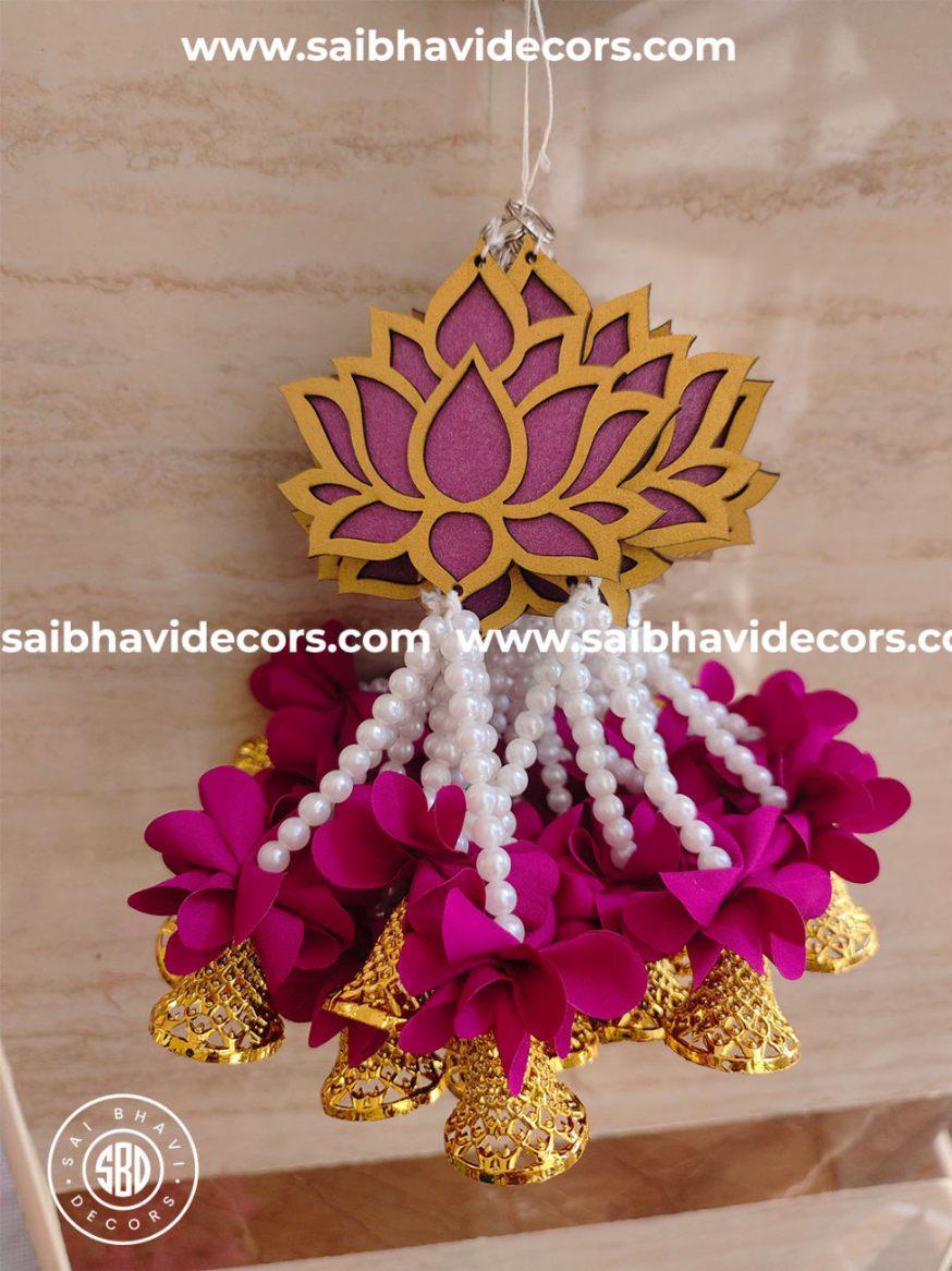 Purple Lotus With Bell Hangings | Sai Bhavi Decors