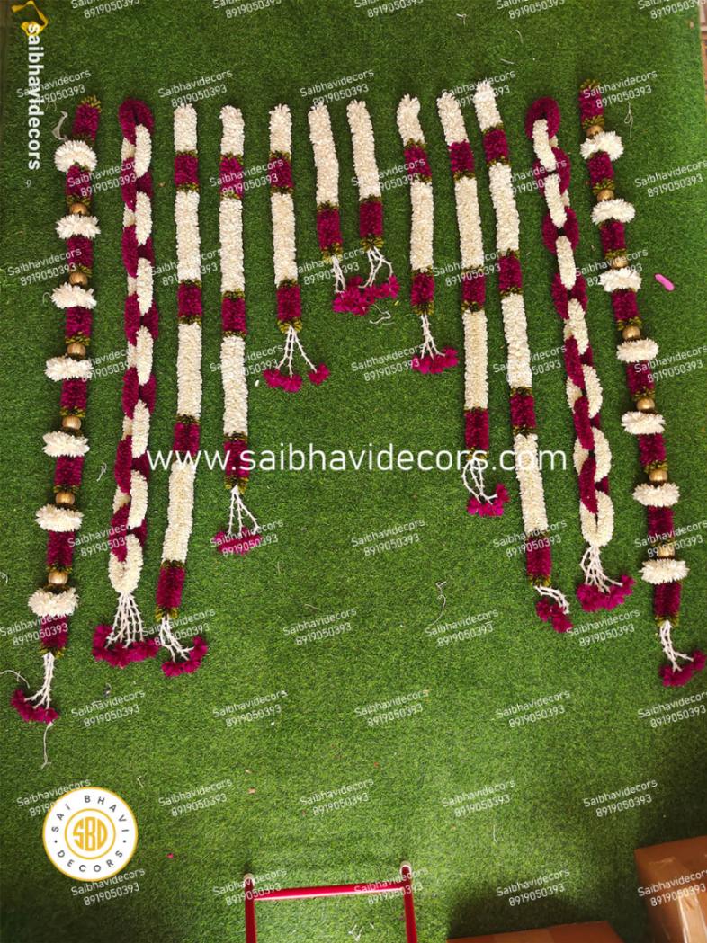 White Purple Backdrop Strings Set | Sai Bhavi Decors