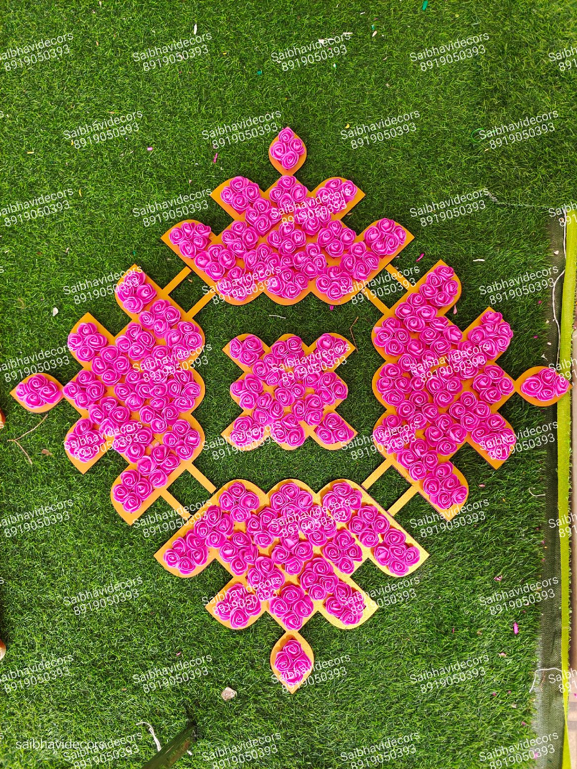 Pink Rangoli flowers decoration Set | Sai Bhavi Decors