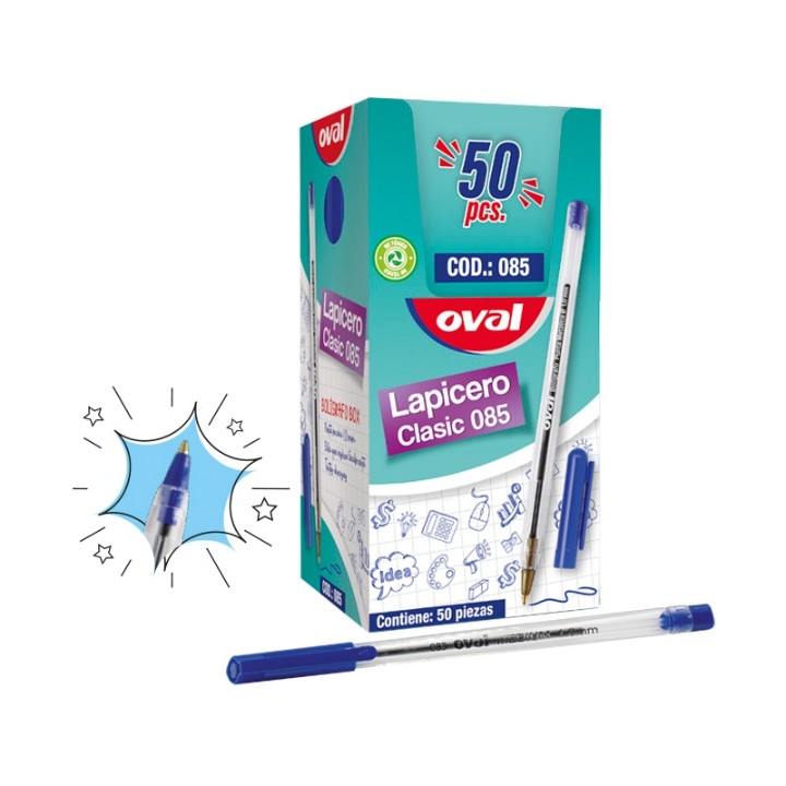 COD 085 OVAL BOX 50 LAPICERO MEDIUM AZUL | MADISON LUX IMPORTACIONES