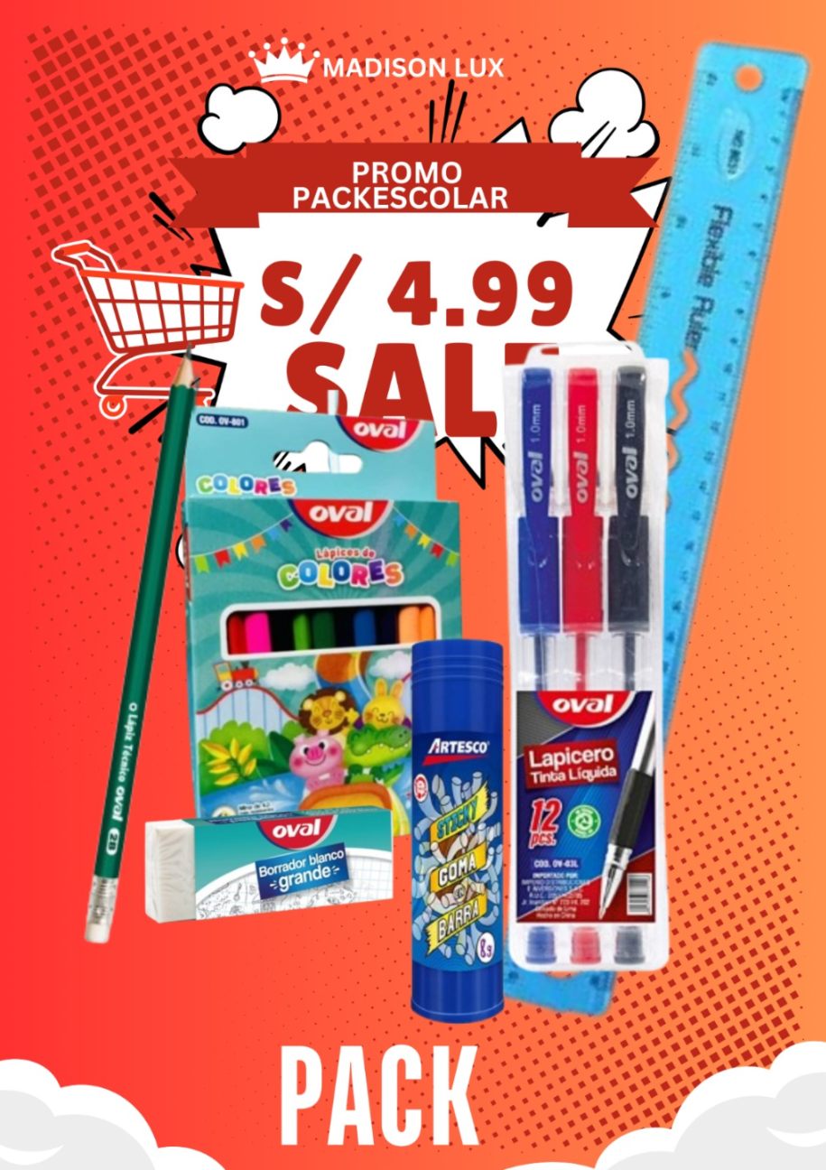 PROMO PACK ESCOLAR S/4.99 | MADISON LUX IMPORTACIONES