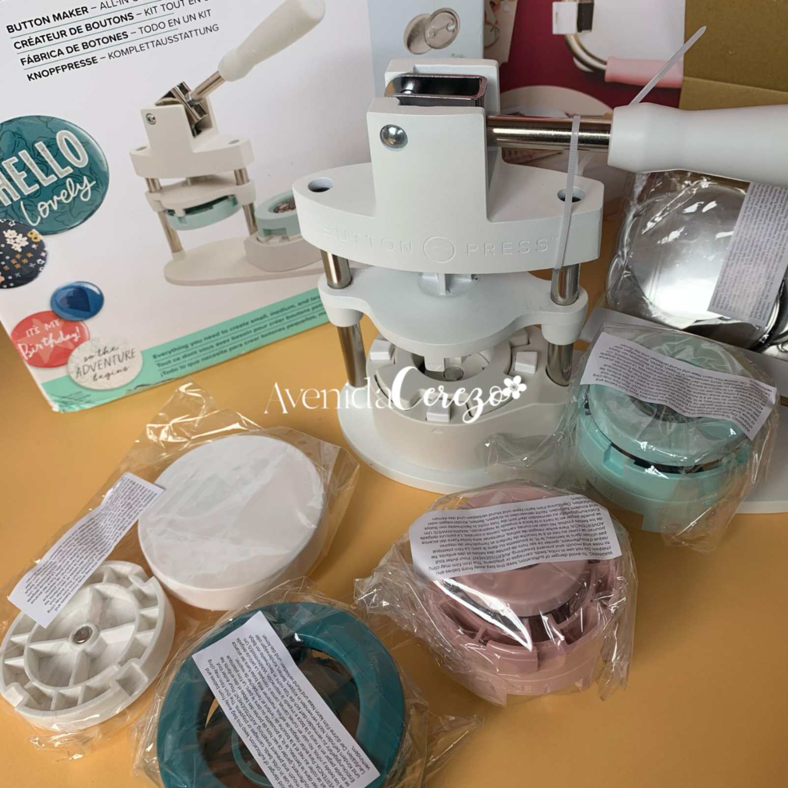 Button Press, con 3 insertos | Avenida Cerezo