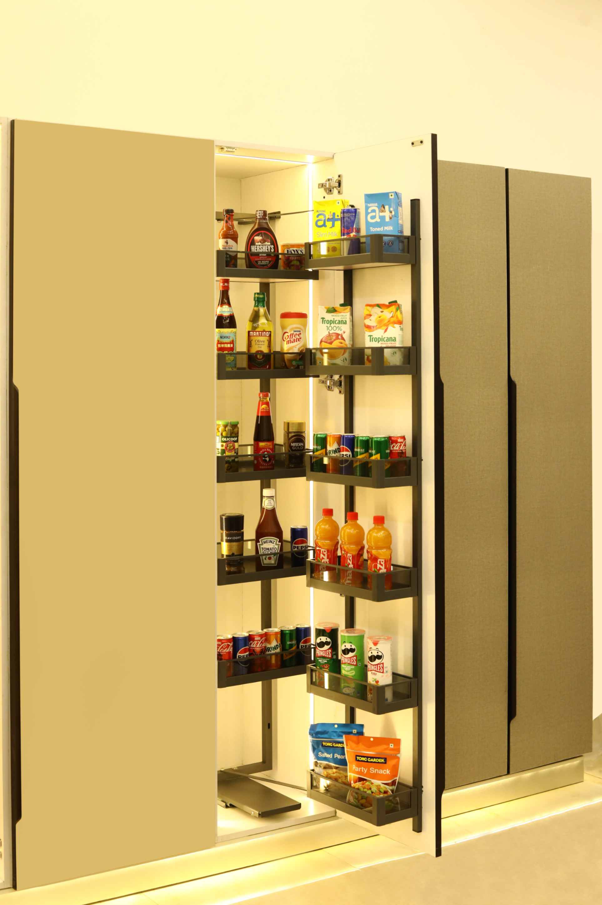 Avocetmobily Glass Pantry Unit Storage System (Silver, Cabinet Width ...