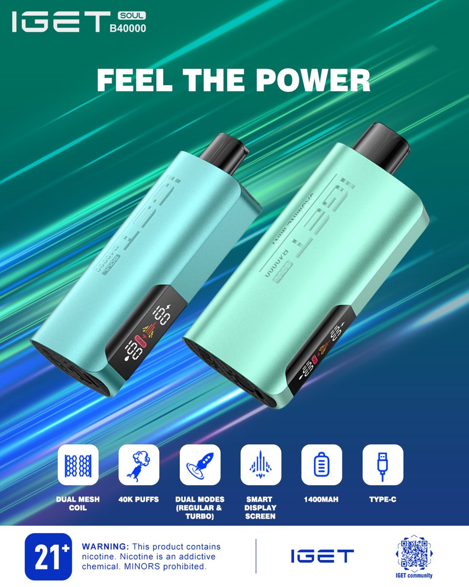 IGET SOUL B40000 DISPOSABLE VAPES - BLACKBERRY ICE - 5% TYPE C ...